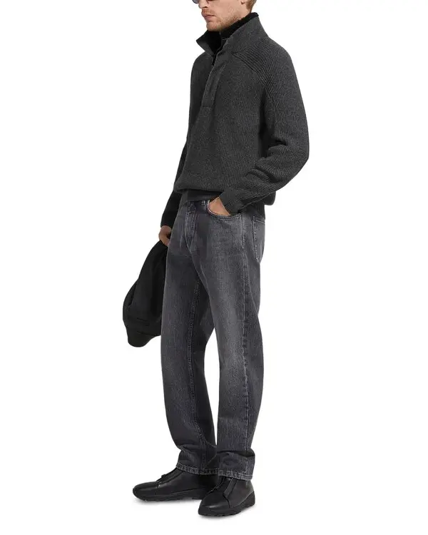Z ZEGNA ダークグレー 長袖シャツ41 Zegna Oasi Cashmere Quarter-Zip Sweater - Dark Grey MéLange